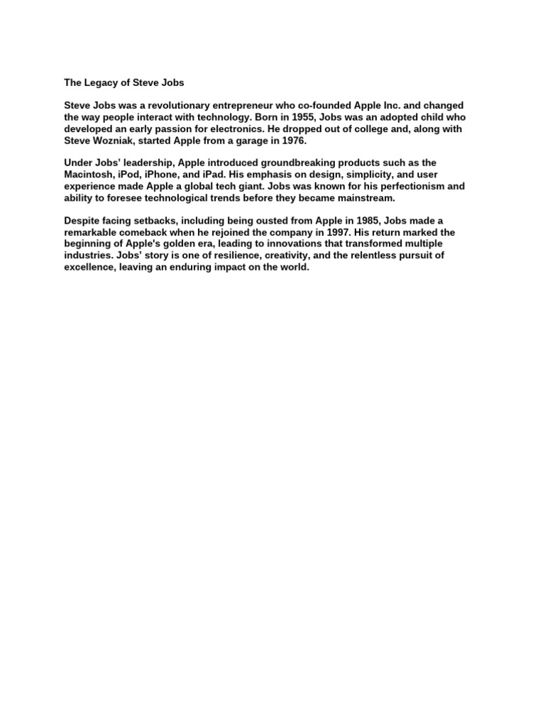 The Enduring Legacy of Steve Jobs | PDF