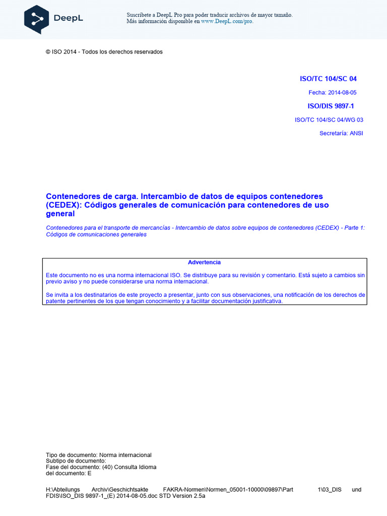 ISO - 9897 - General - Purpose - Container - Standard (1) Es | PDF ...