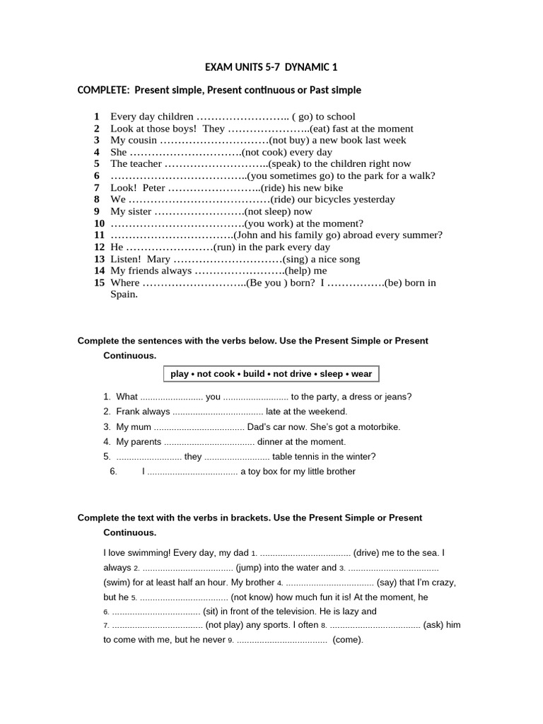 EXAM UNITS 5,6,7 DYNAMIC 1 | PDF | Grammar | Linguistics