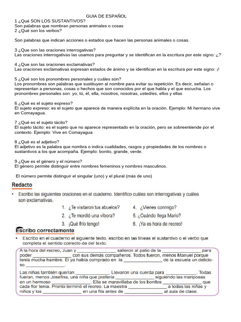 Guía Básica de Gramática en Español | PDF