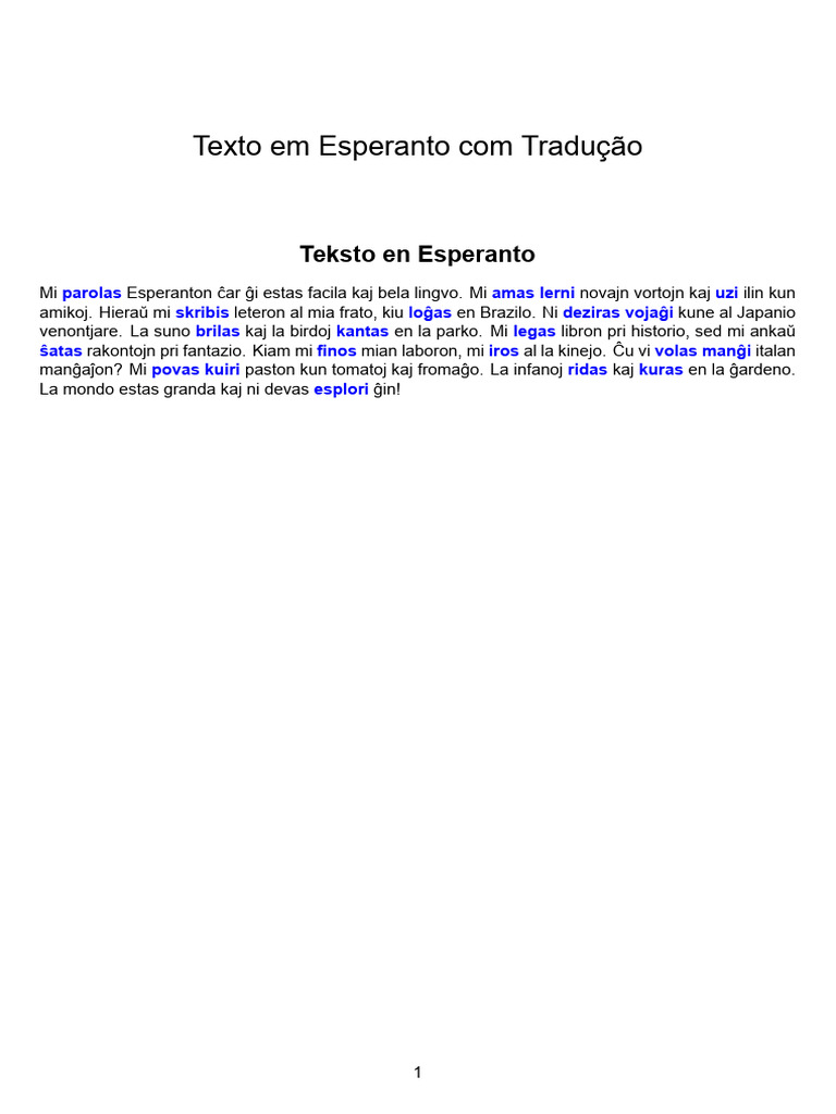 Teksto Esperanto 1 | PDF
