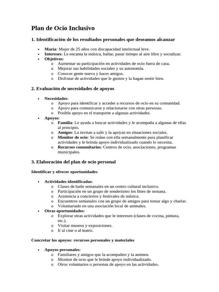 Plan de Ocio Inclusivo | PDF | Ocio