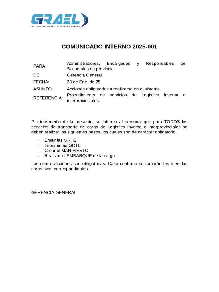 COMUNICADO INTERNO 2025_001_SCV | PDF