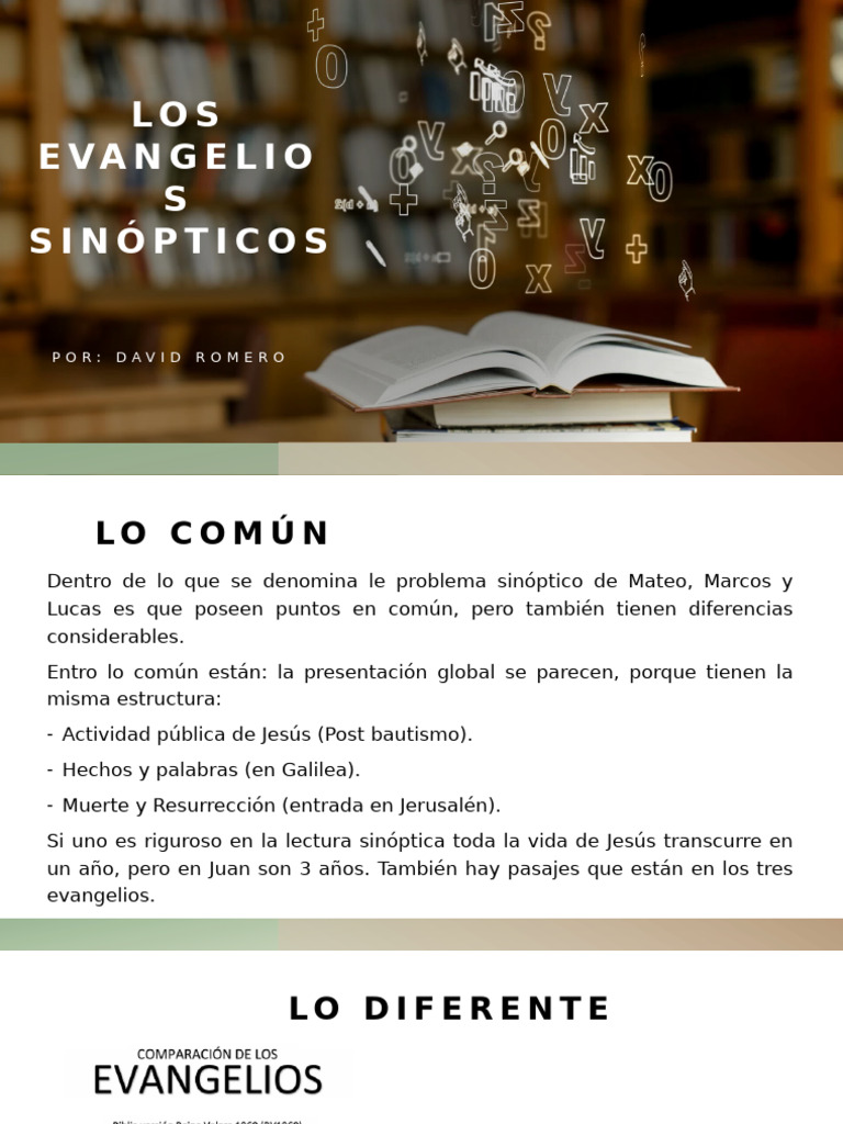 Los evangelios sinópticos | PDF | Jesús | Evangelio de Mateo