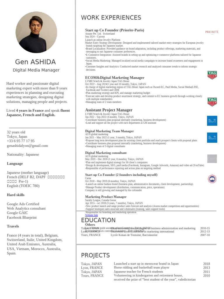 Ashida Gen Resume 2024 | PDF | Digital Marketing | Marketing