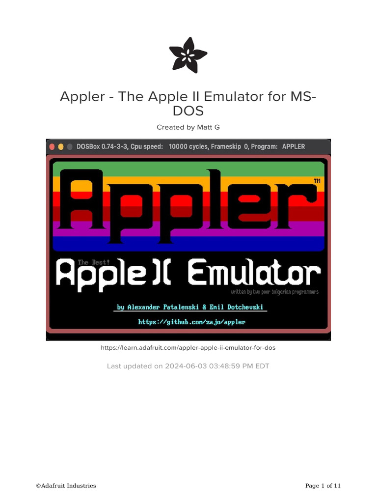 appler-apple-ii-emulator-for-dos | PDF | Computer File | Dos