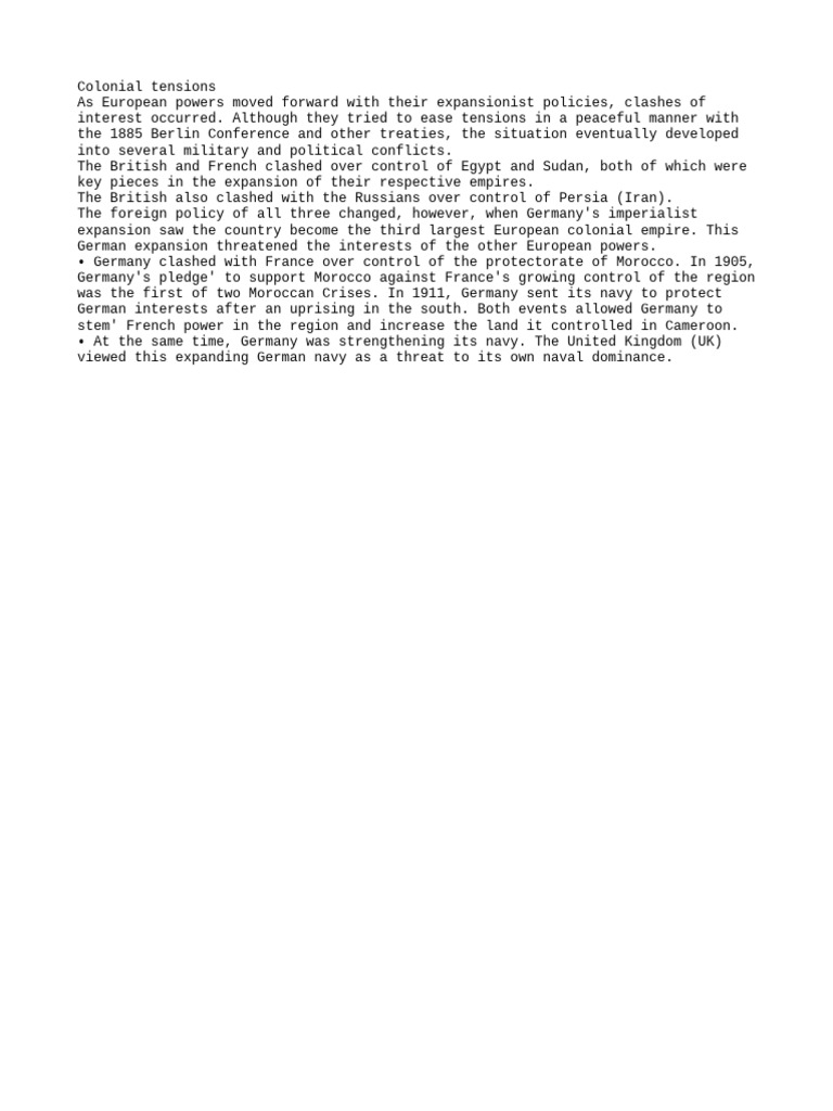 European Colonial Tensions and Conflicts | PDF