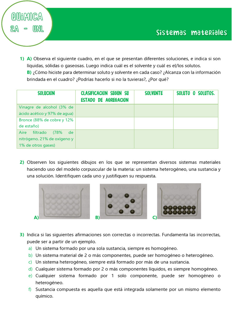 Clasificación de Soluciones y Sistemas Materiales | PDF | Sustancias ...