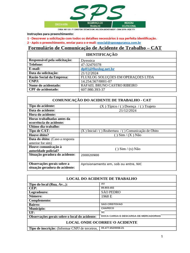 Formulário CAT 2024 Rafael | PDF