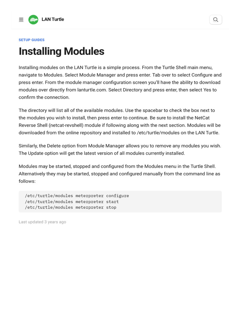 Installing Modules - LAN Turtle | PDF