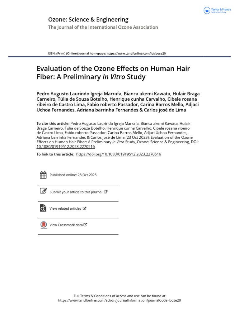 Evaluation of the Ozone Effects on Human Hair Fiber a Preliminary in ...