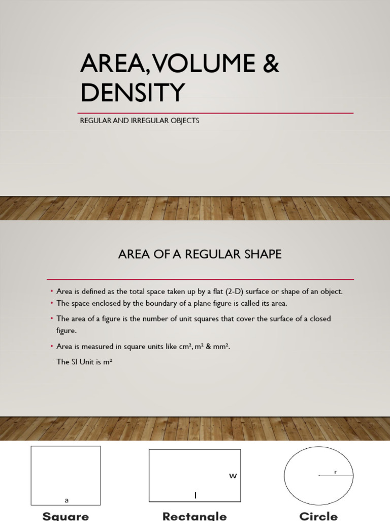 Area, Volume & Density | PDF | Volume | Area