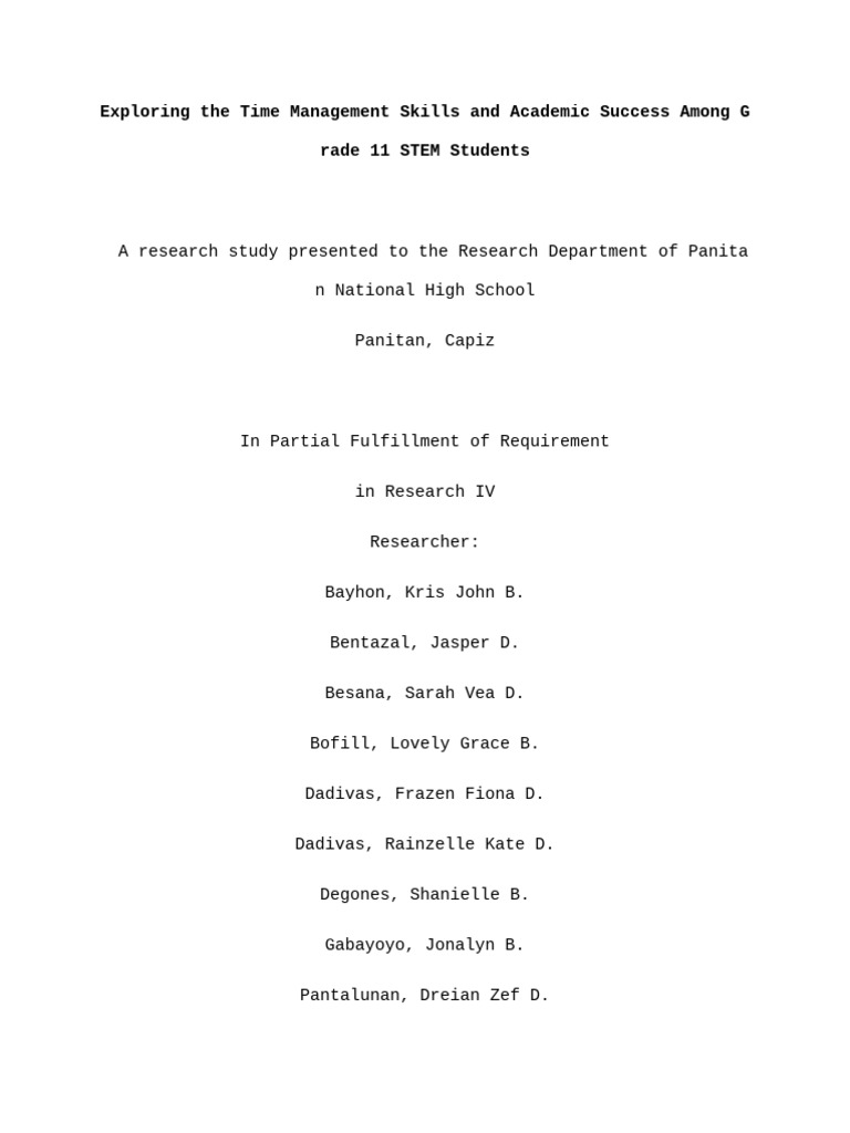 Time Management and Academic Success in STEM | PDF | Time Management ...