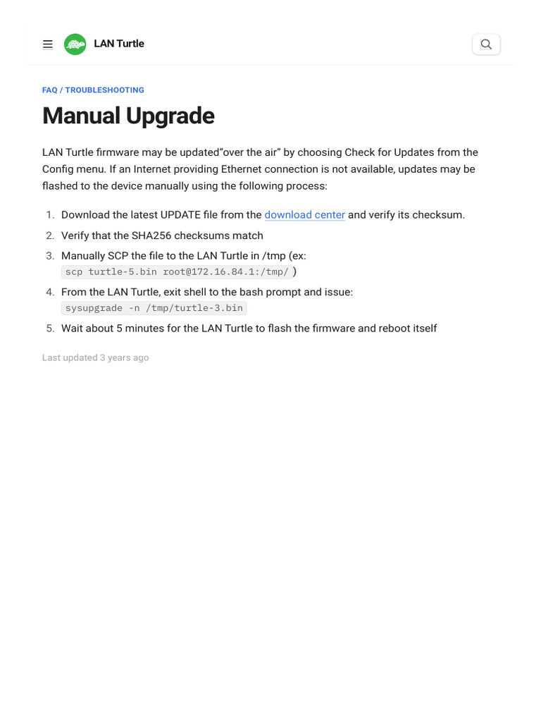 Manual Upgrade - LAN Turtle | PDF