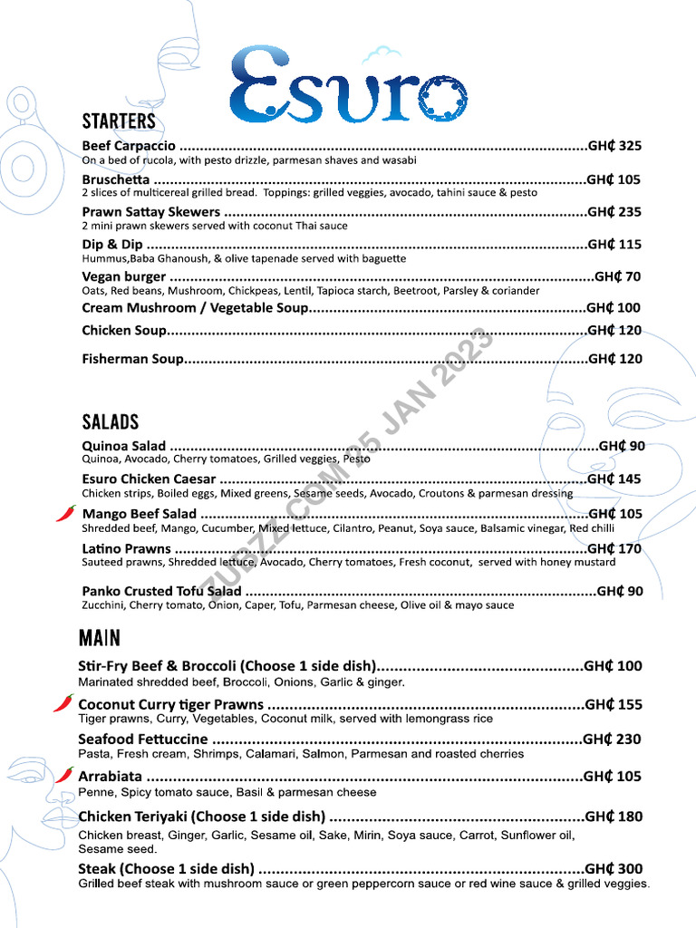 New+Esuro+Restaurant+Menu +21th+october+2022+ | PDF