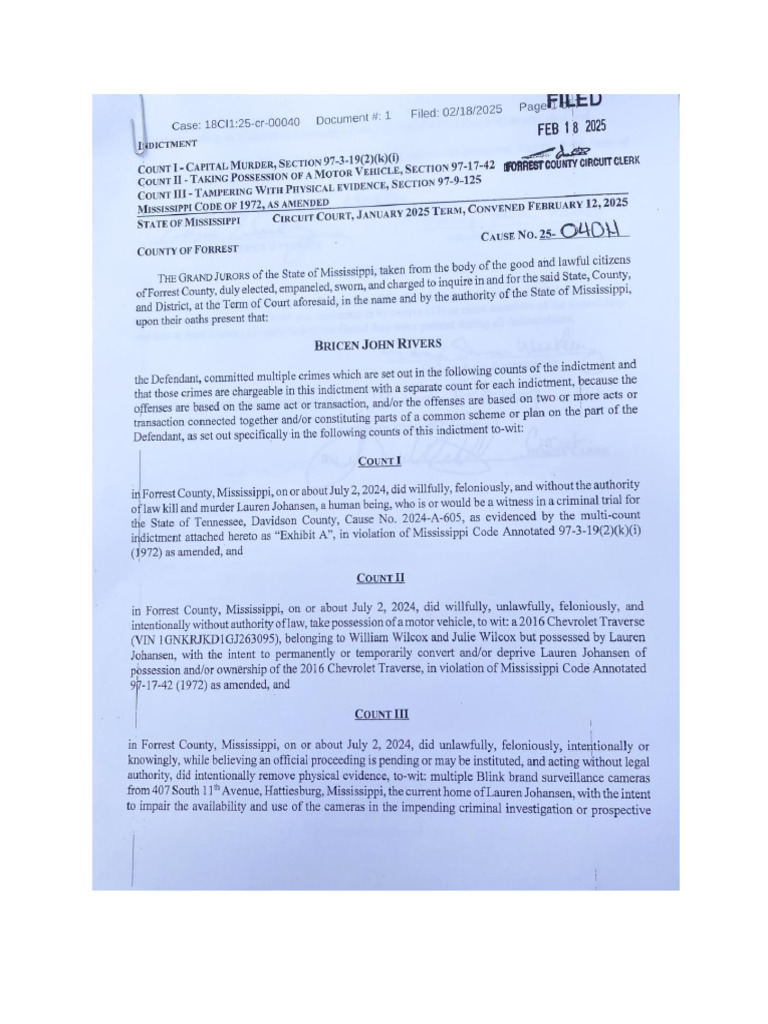 PDF Bricen Rivers Indictment | PDF