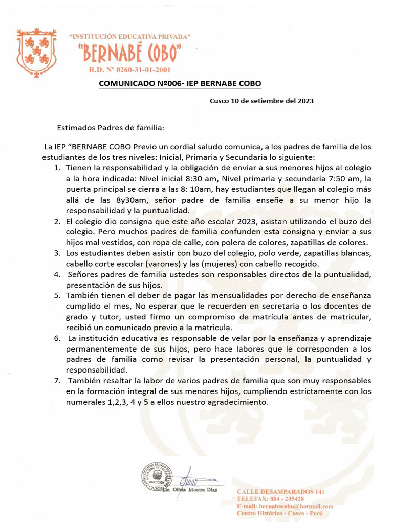 Comunicado N 007 | PDF