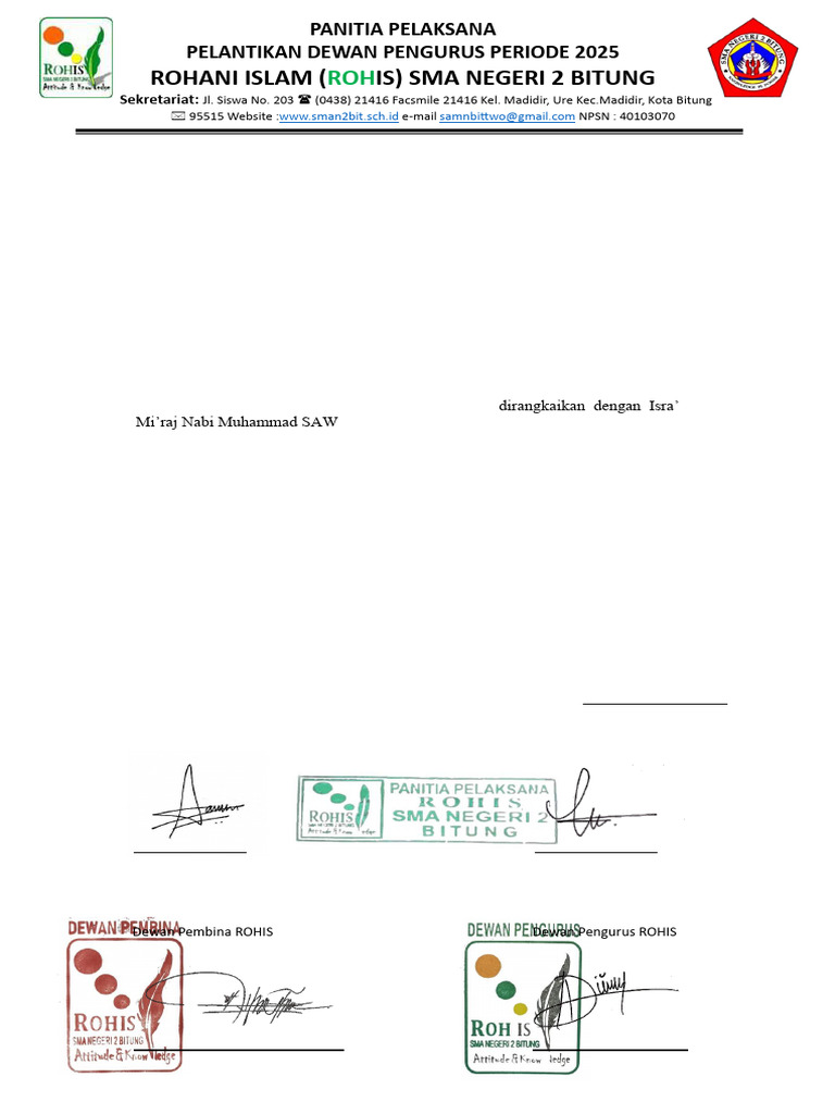 Undangan Pelantikan ROHIS 2025 | PDF