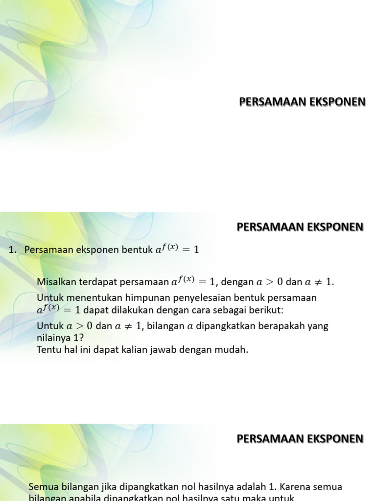 Persamaan Eksponen Bagian 1 | PDF