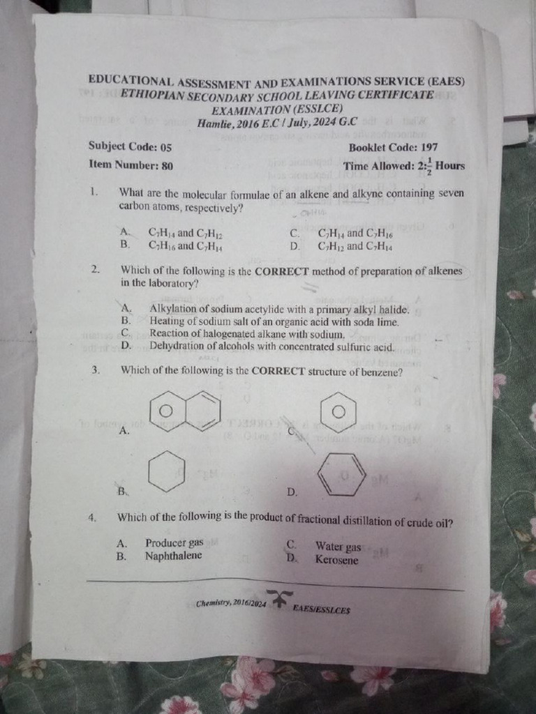 Entrance Exam 2016 Chemistry | PDF
