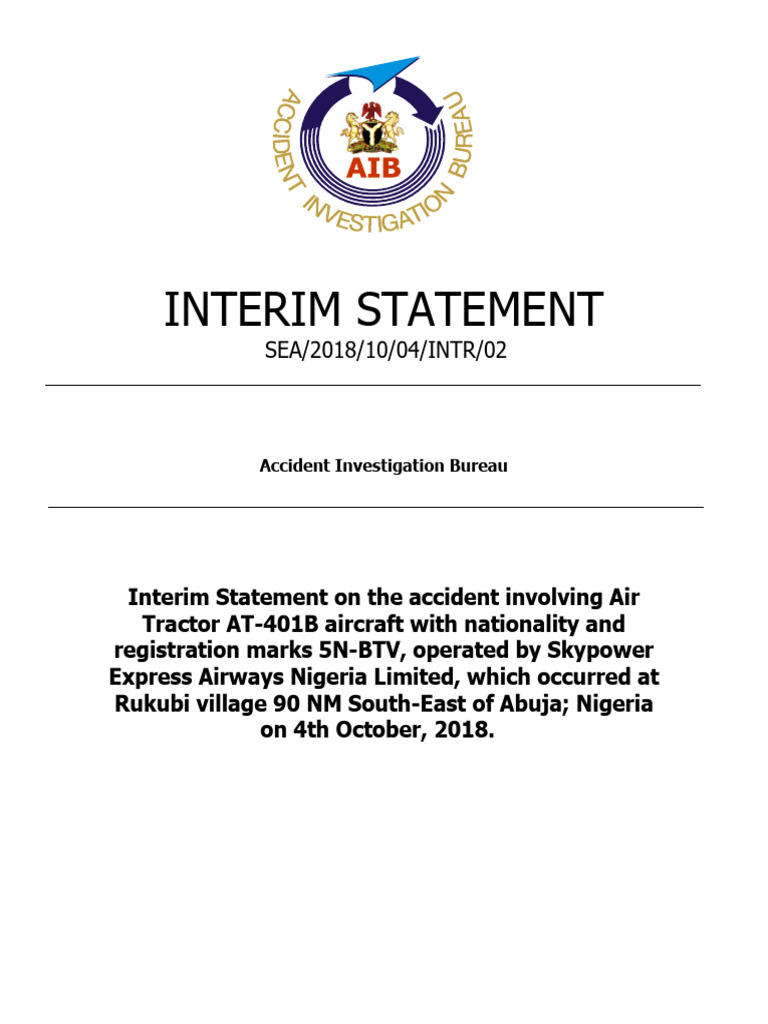 2ND INTERIM STATEMENT 5N BTV AT40B Olam Farm | PDF | Aviation Accidents ...