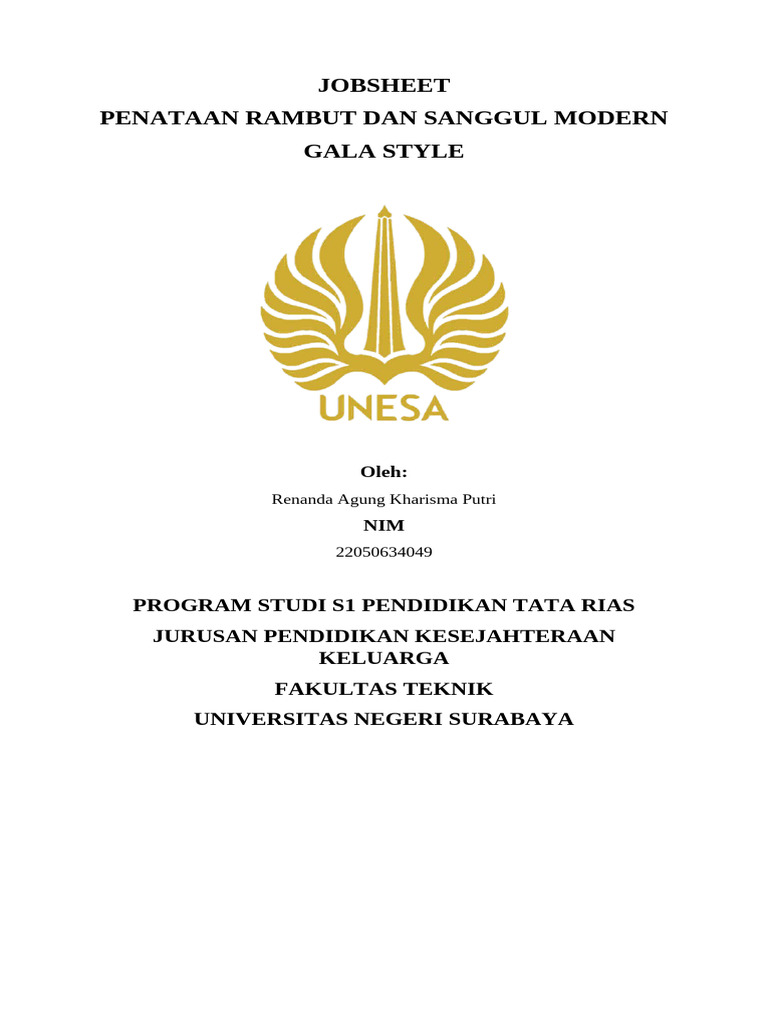 Jobsheet Sanggul Gala Style - Renanda Agung Kharisma Putri - 049 - 22B ...