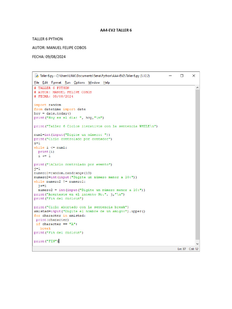 Aa4-Ev2 Taller 6 | PDF