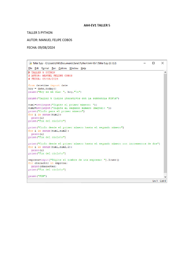 Aa4-Ev1 Taller 5 | PDF