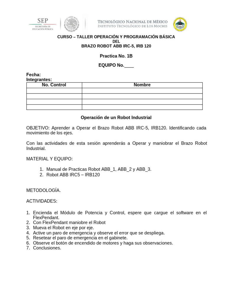 Practica - 1B ROBOT | PDF