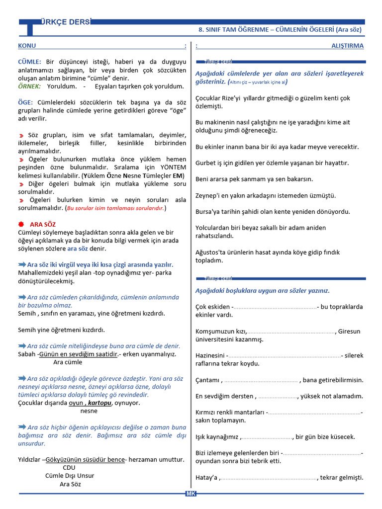 1027 8 Sinif Tam Renme Geler 7 Arasz | PDF