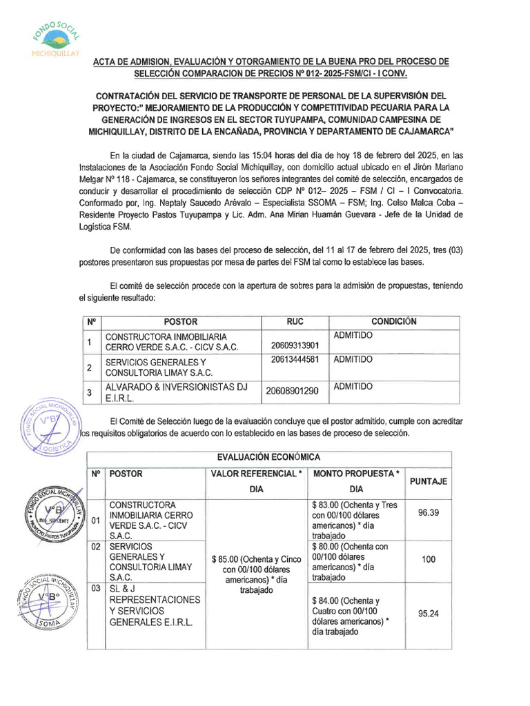 Acta de Buena Pro | PDF