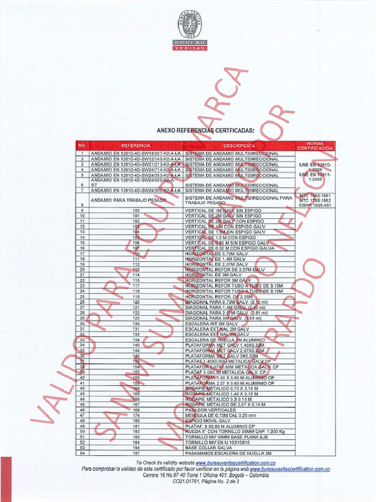 Certificado SAMM Anexos | PDF