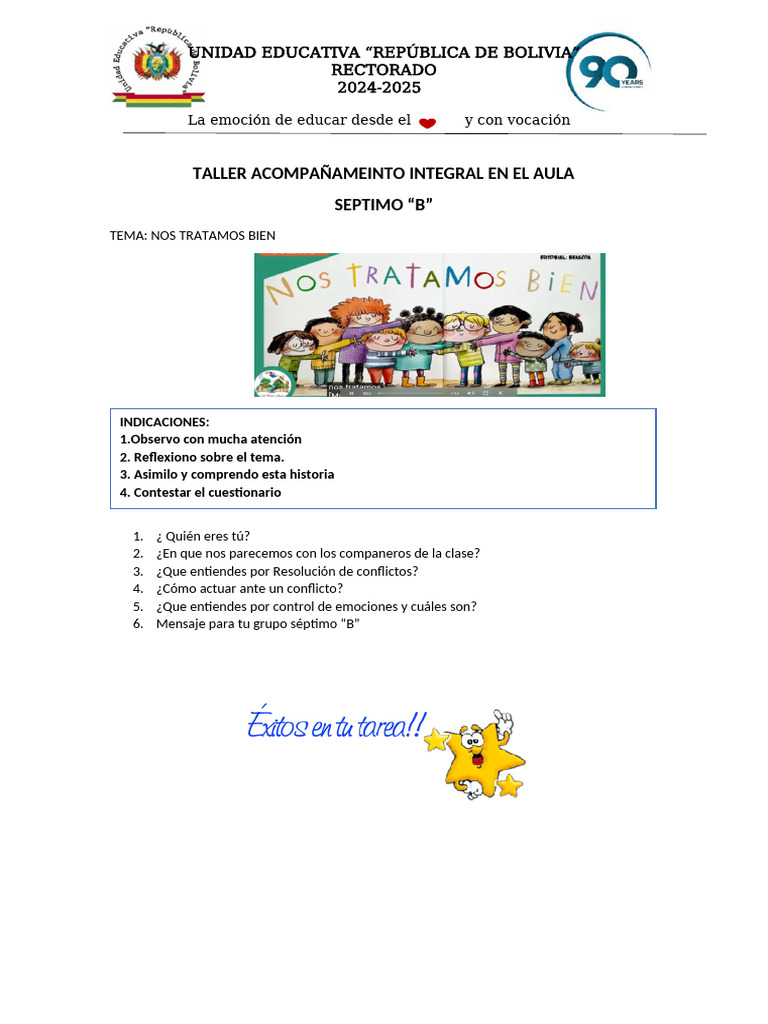 Taller de Convivencia en Séptimo "B" | PDF