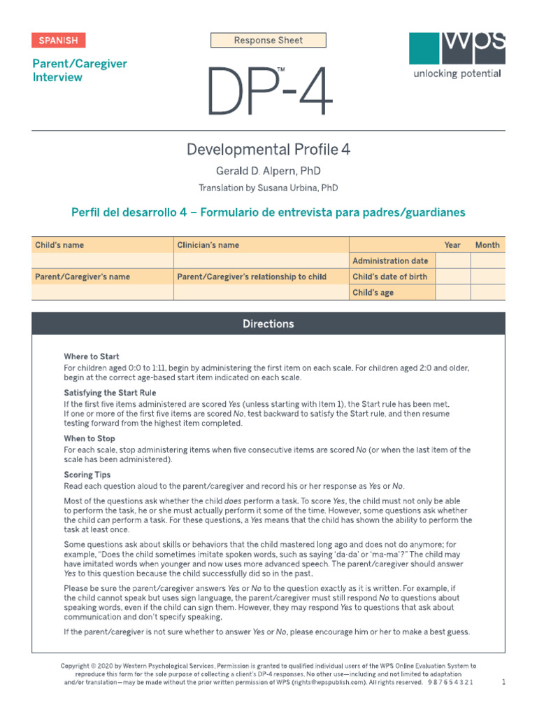 Dp4 Spanish Interview Response Sheet | PDF