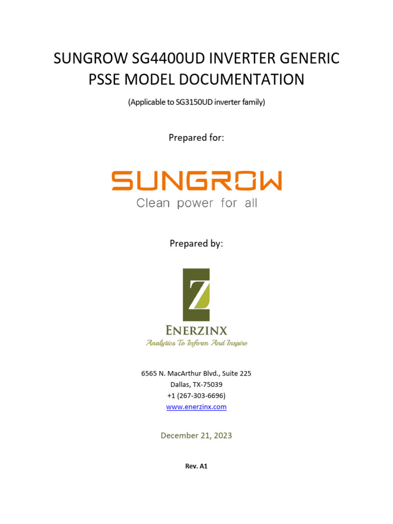 Sungrow Sg4400ud Psse Model Documentation - 12212023 | PDF ...