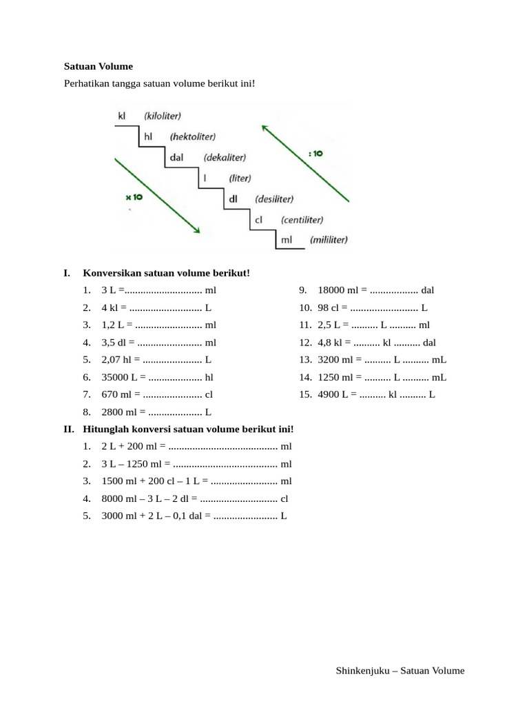 Konversi dan Soal Satuan Volume | PDF
