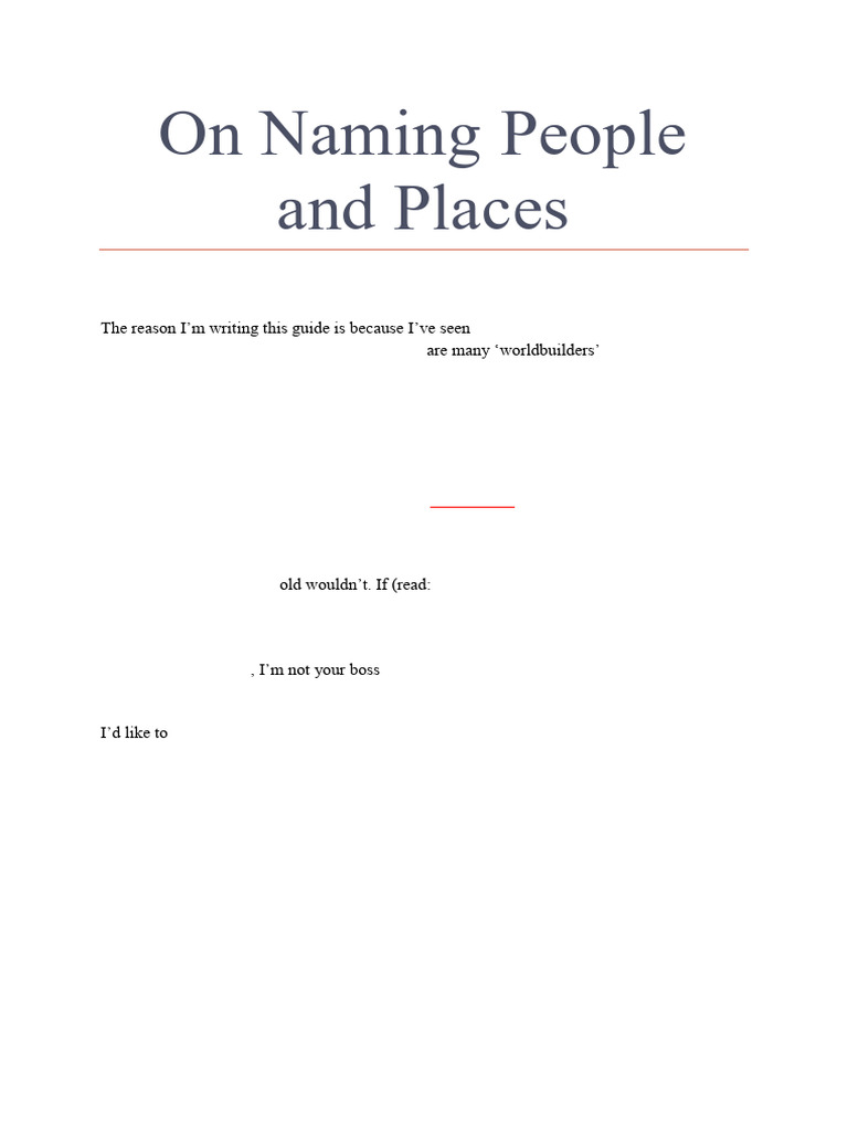 Naming Strategies for Worldbuilders | PDF