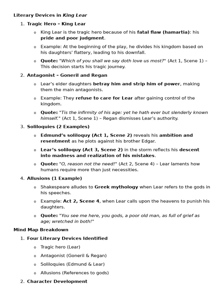 Literary Devices in King Lear | PDF | King Lear