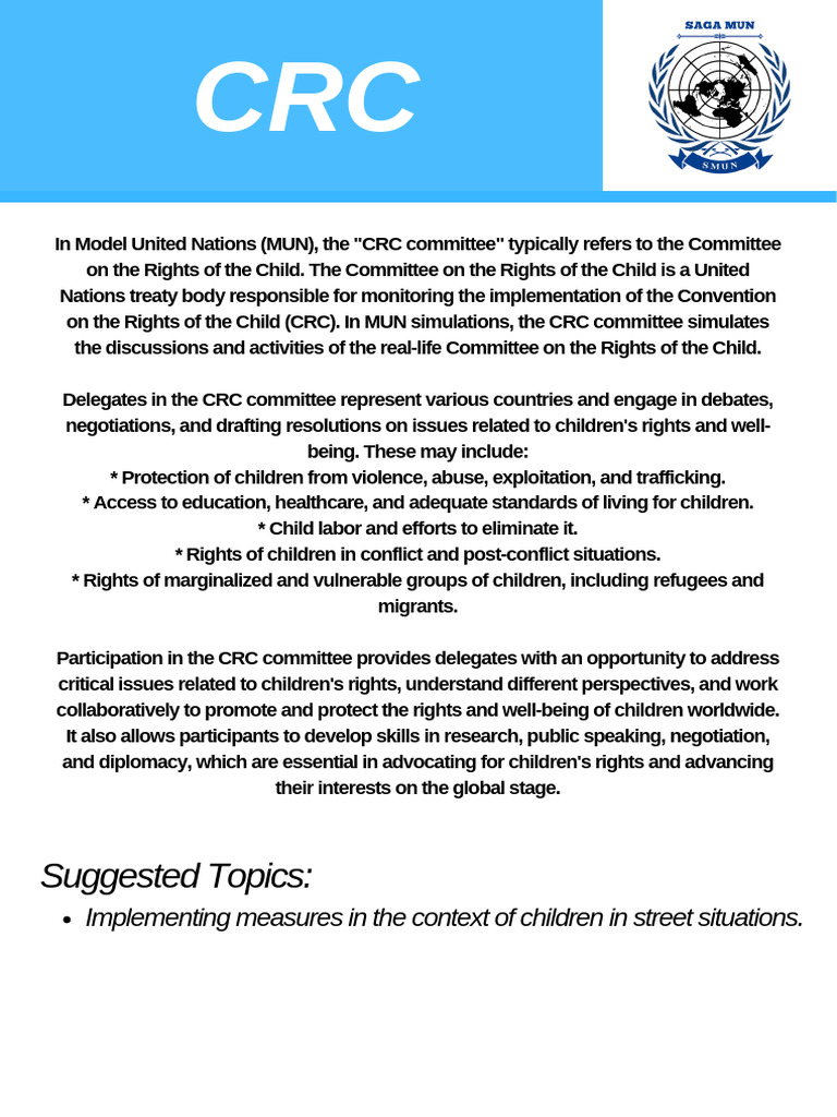 MUN CRC Committee Overview and Topics | PDF