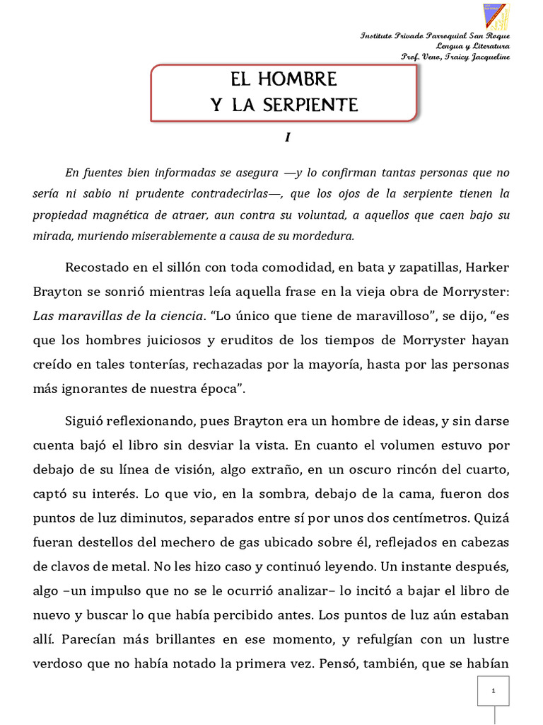 THE MAN AND THE SNAKE - Ambrose Bierce - | PDF | Serpiente