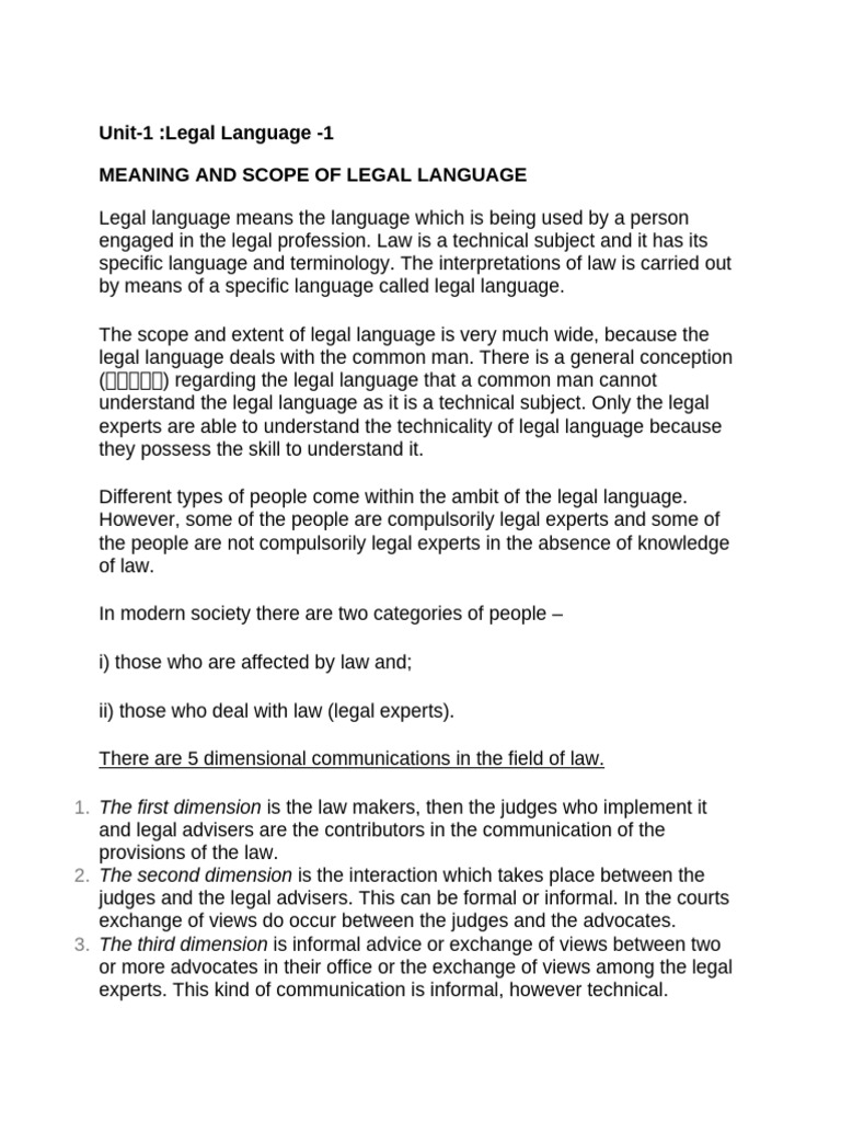 Legal Language Unit 1 (4th) | PDF | English Language | Linguistics