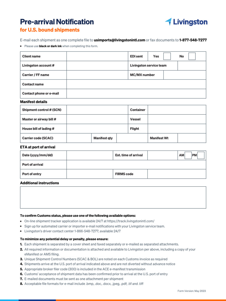 Pre-arrival Notification Guidelines | PDF | Computer File Formats ...