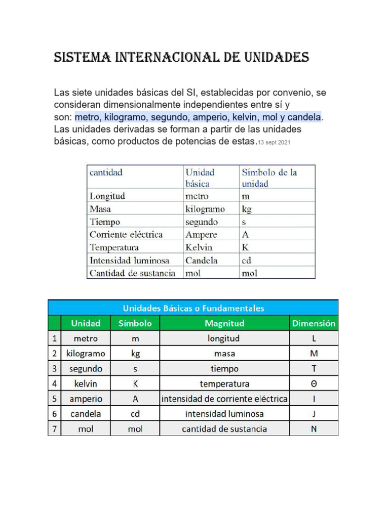 Sistema Internacional de Unidades | PDF