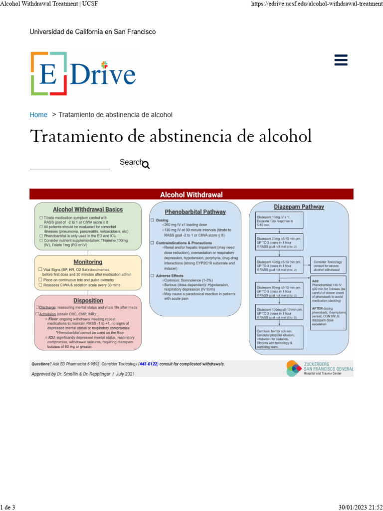 Alcohol Withdrawal Treatment UCSF | PDF