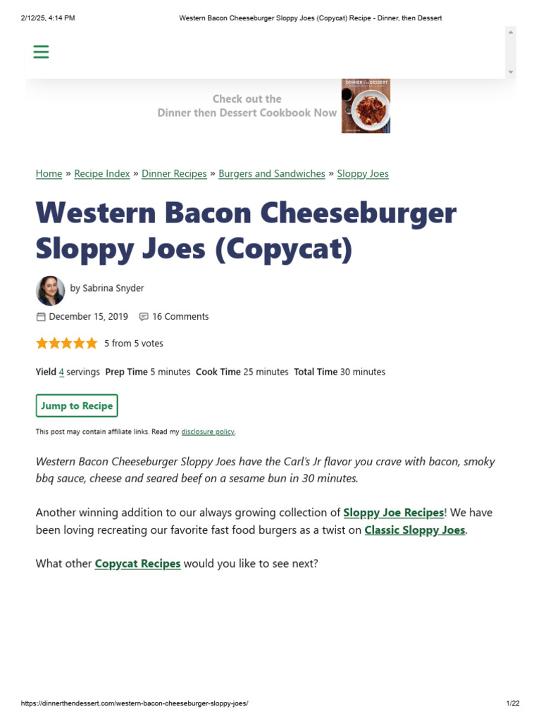 Western Bacon Cheeseburger Sloppy Joes (Copycat) Recipe - Dinner, Then ...