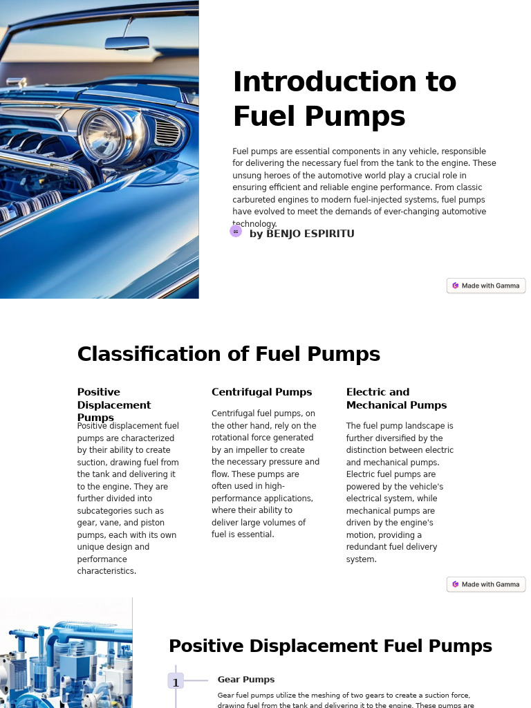 Overview of Fuel Pump Types and Functions | PDF | Pump | Engines