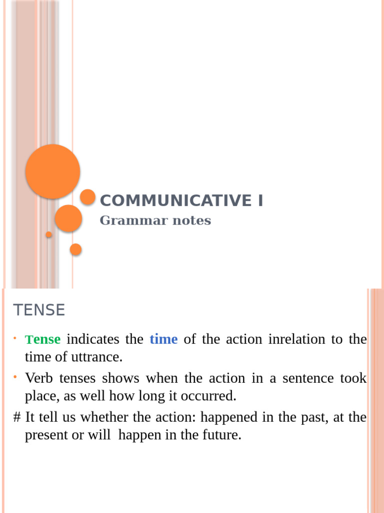 Communicative Skill I | PDF | Verb | Grammatical Tense