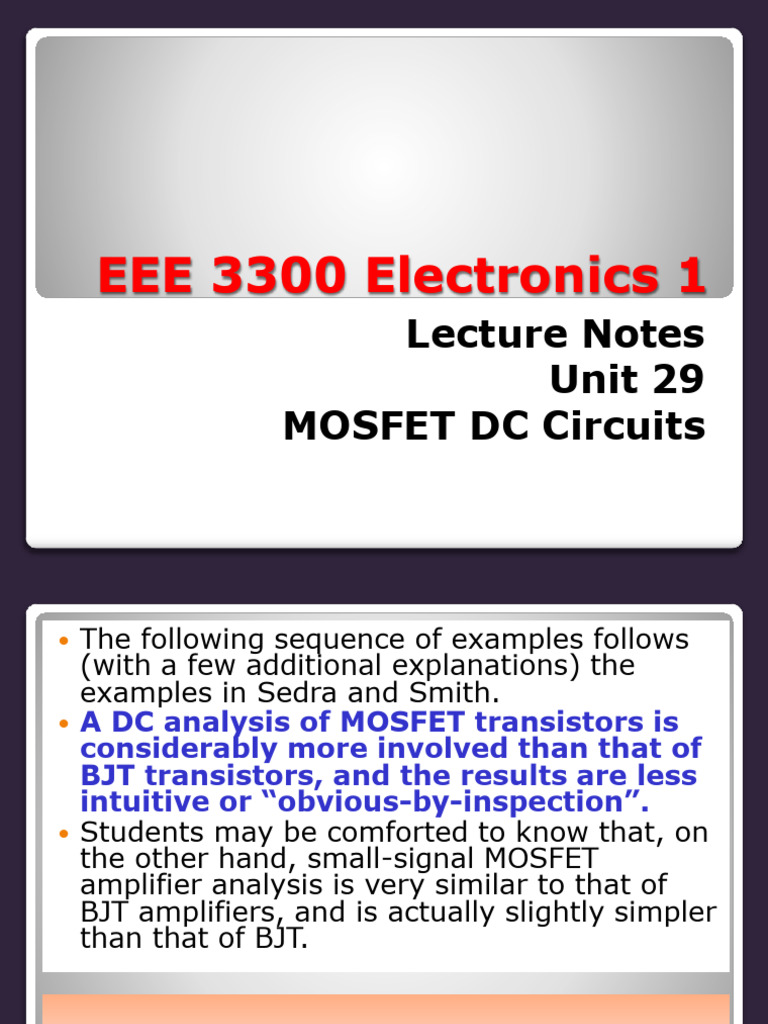 MOSFET - DC - Circuits - Unit 29 R17 | PDF | Mosfet | Bipolar Junction ...