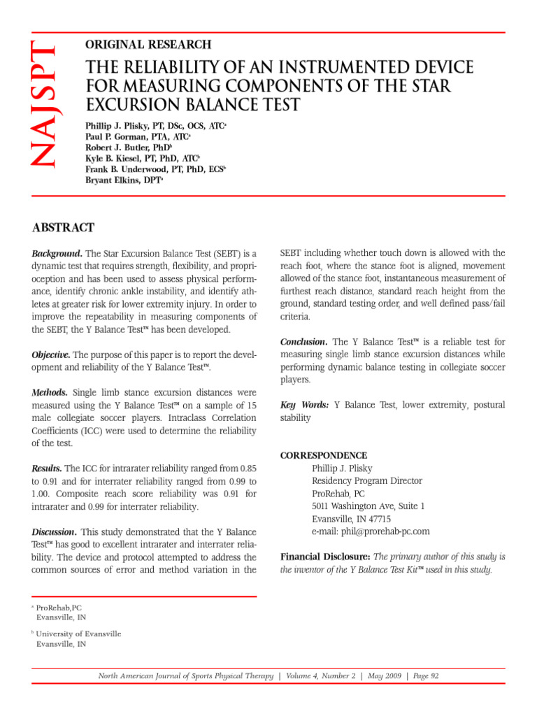 The Reliability of An Instrumented Device For Measuring Components of ...