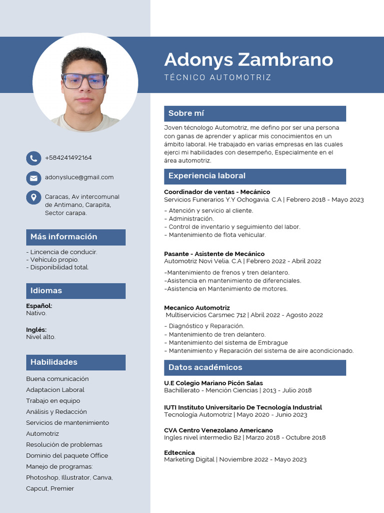 Currículum Adonys Zambrano | PDF